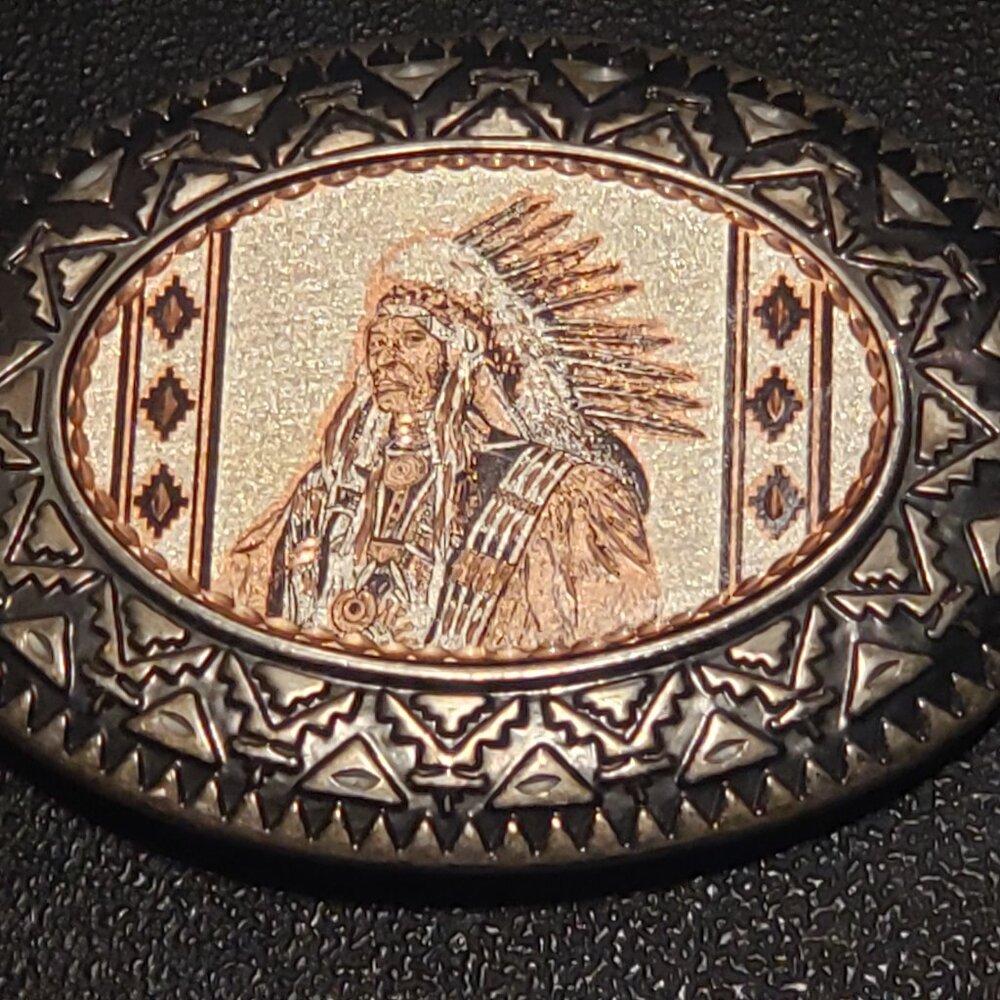 Native American Indian Chief Copper & Silver Tone Bel… - Gem